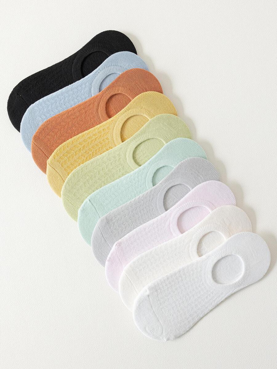 10pairs Solid Color Thin Summer Mesh Women's Low Cut Socks, No Show ...