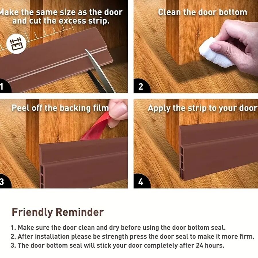 1 Meter Door Bottom Sealing Strip, Wooden Door Sound Insulation Strip ...