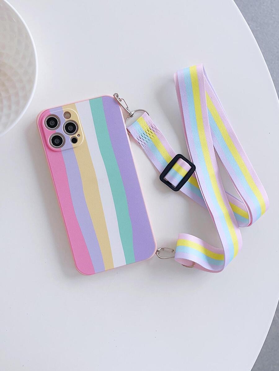 1pc Adjustable Rainbow Hanging Rope Phone Case & Neck Strap Compatible ...