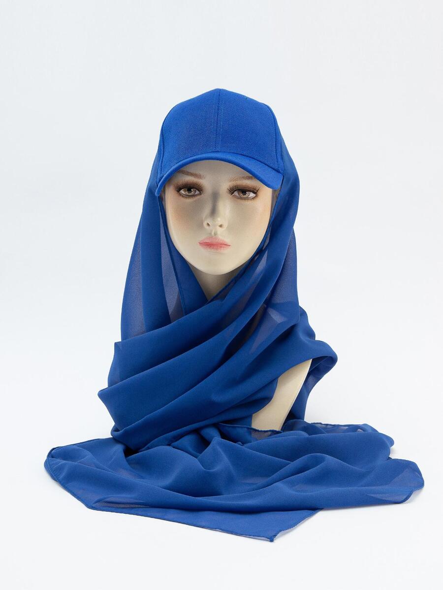 1pc Women's Baseball Cap Scarf Set Solid Color Long Scarf Hat, Can Be ...