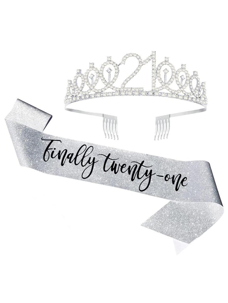 21st Birthday Sash And Tiara, Finally 21 Birthday Rhinestone Tiara Set ...