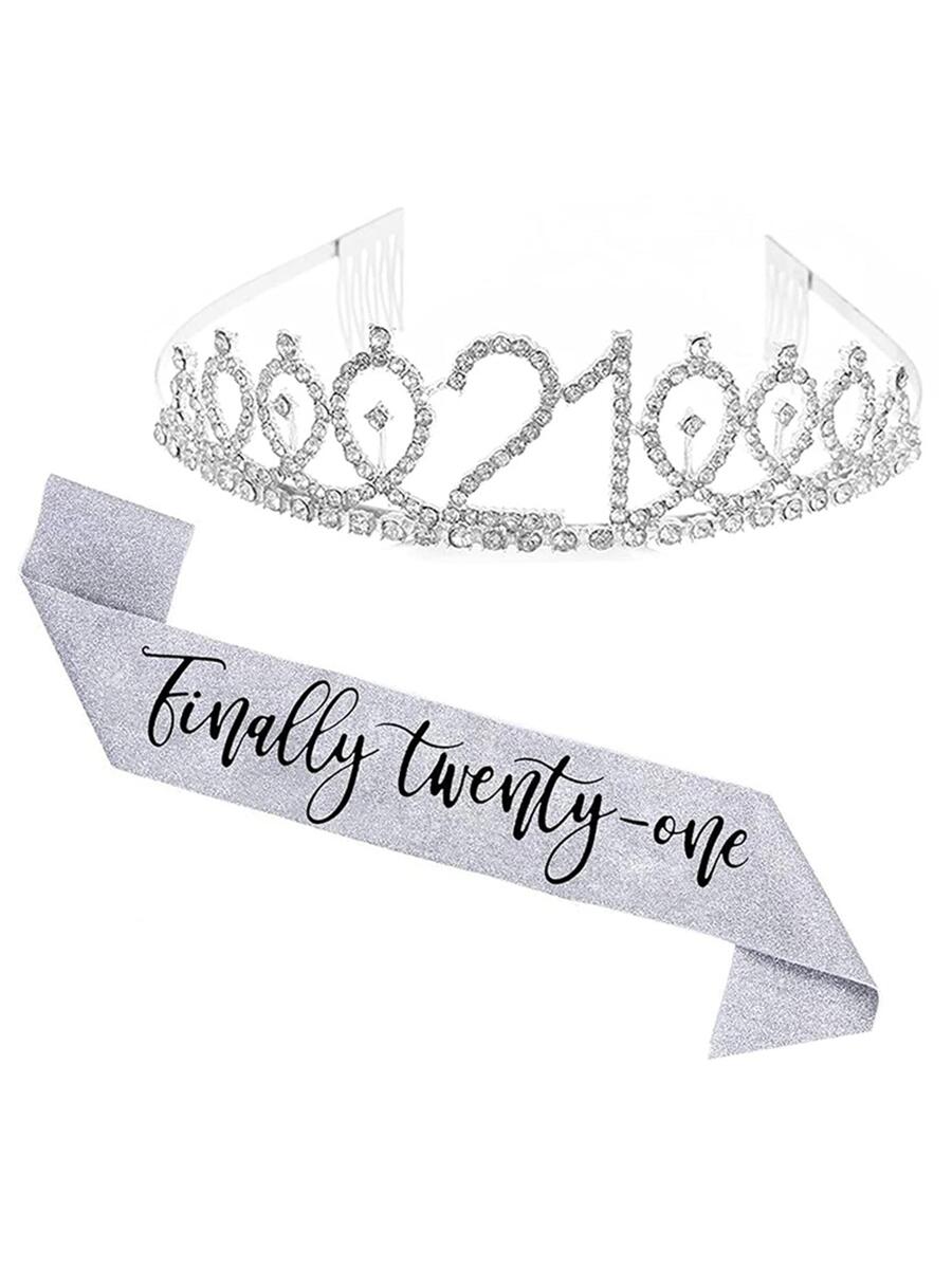 21st Birthday Sash And Tiara, Finally 21 Birthday Rhinestone Tiara Set ...