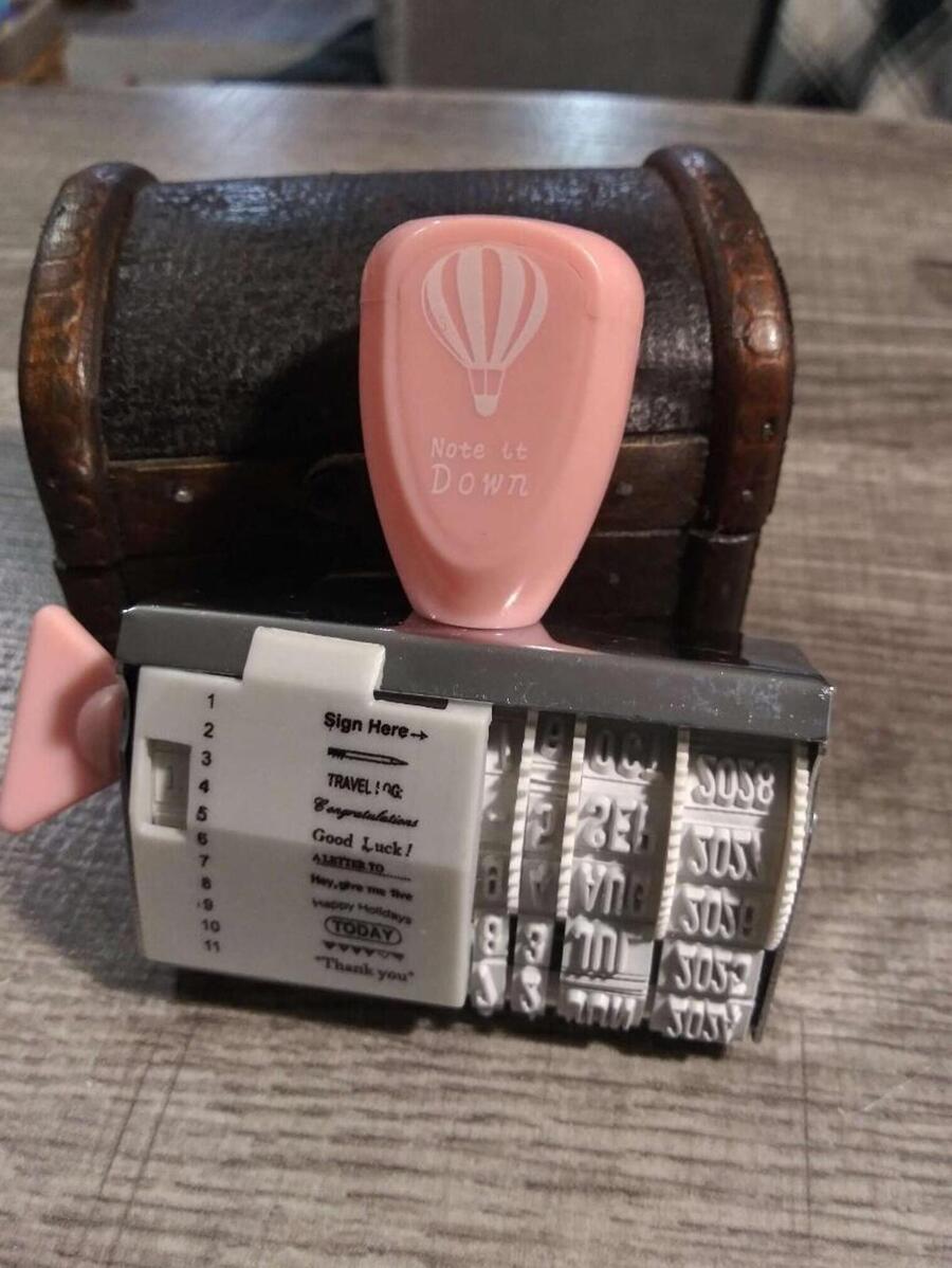 1pc Pink Balloon Shape Handle Date Roller Stamp For Bullet Journaling ...