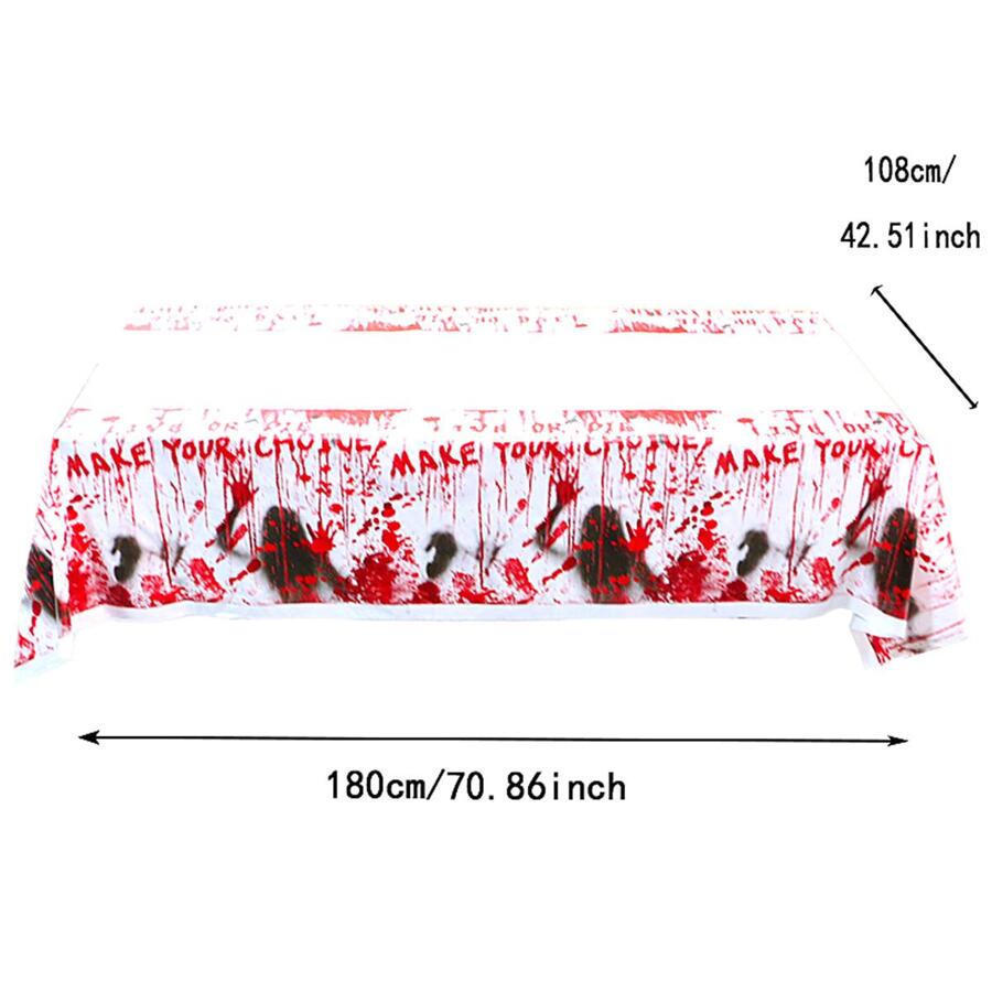 1pc Plastic Halloween Tablecloth, Bloody Rectangle Tablecloth, Scary ...