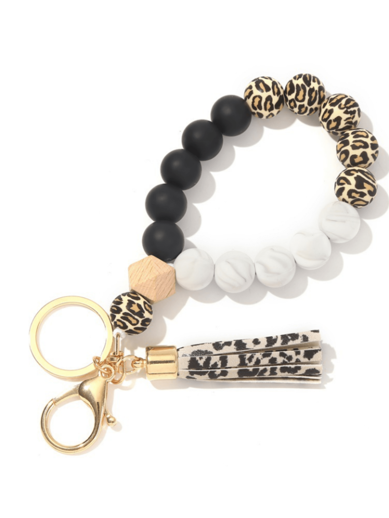 Leopard Beaded Charm Keychain | SHEIN UK