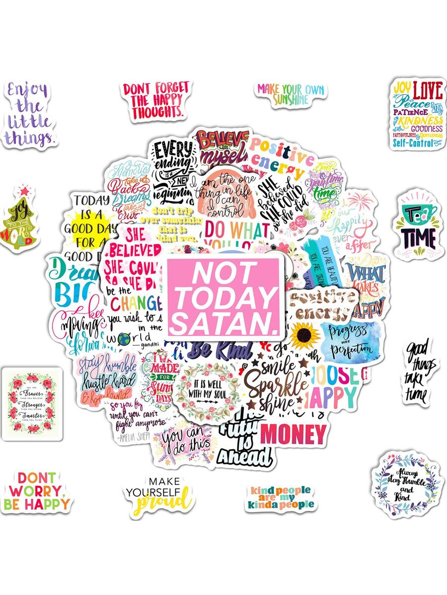 50Pcs Inspirational Words Stickers, Motivational Waterproof Vinyl ...