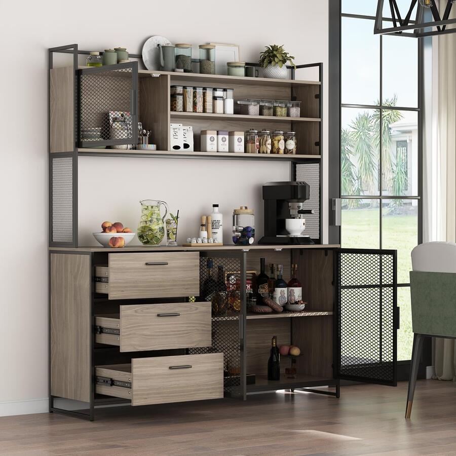 Kitchen Pantry Storage Cabinet Microwave Storage Cabinet Buffet | SHEIN USA