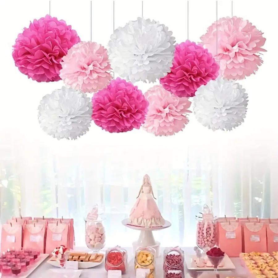 9pcs pink paper flower bulbs | SHEIN USA