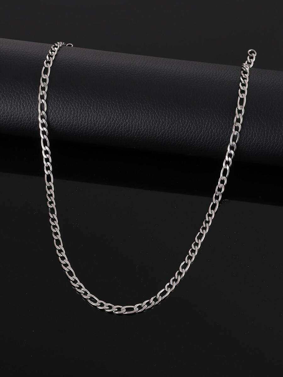 1Pc Men's Minimalist Stainless Steel Silver Color Chain Necklace Hip ...
