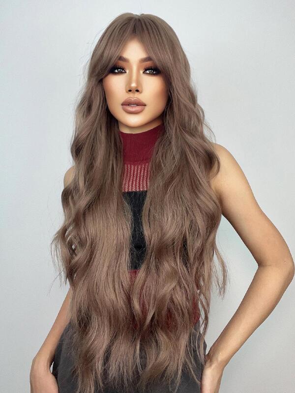 HAIRCUBE Womens Wigs 30 Inch Long Natural Curly Wavy Wigs With Bangs ...