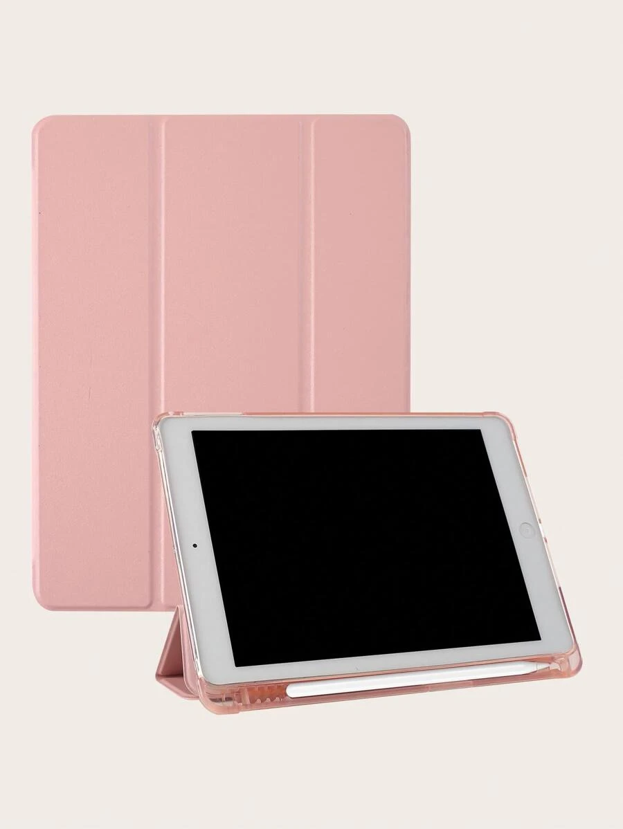 Capa protetora de TPU rosa compatível com iPad, com slot para caneta e ...