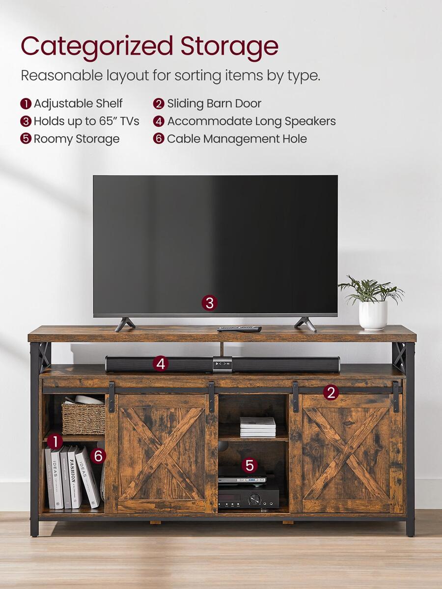 VASAGLE TV Stand for 65 Inch TV, Entertainment Center, TV Table and ...