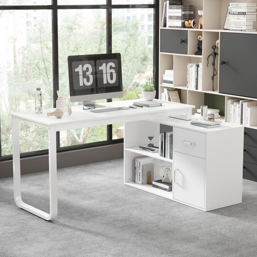 L-shaped executive desk With Drawer Cabinet for Home and Office | SHEIN USA