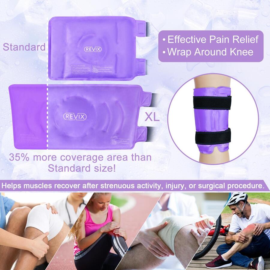 REVIX XL Knee Ice Wrap Around Entire Knee, Gel Ice Pack for Knee ...
