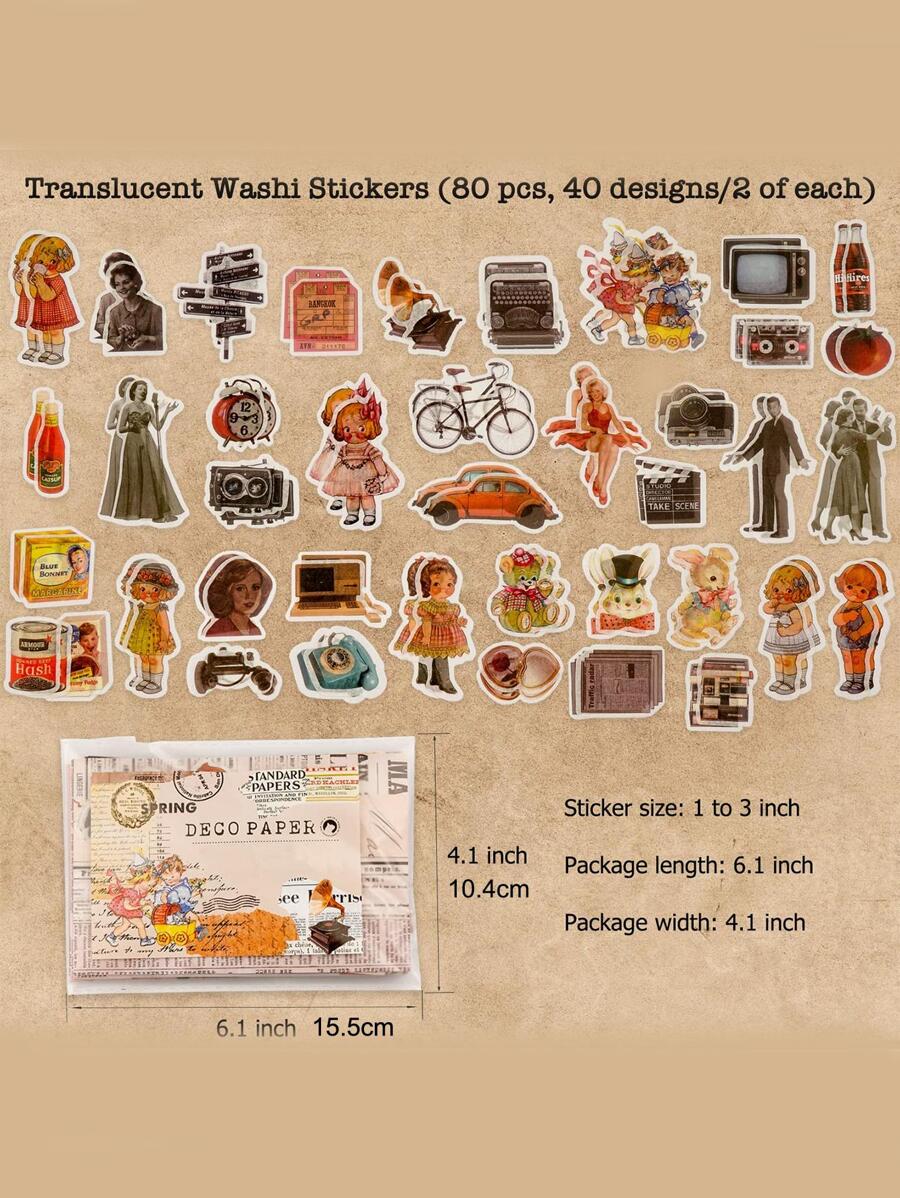 Vintage Scrapbook Supplies Pack (200 Pieces) for Junk Journal Bullet ...