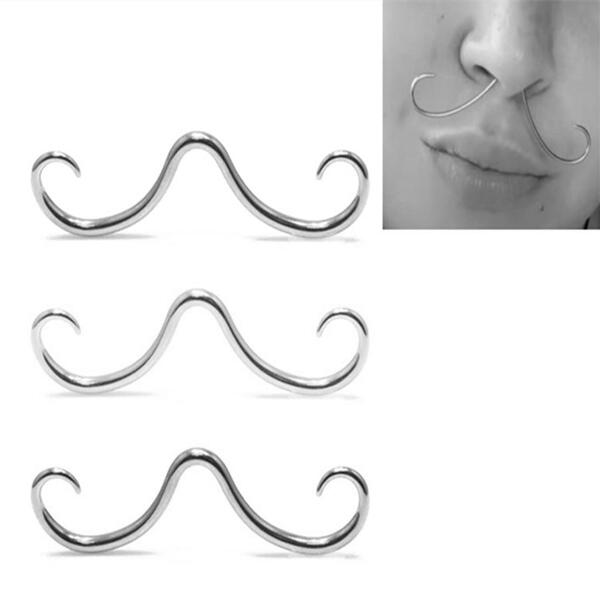 14g Mustache Septum Nose Ring Body Piercing Jewelry, Made Of 316 ...
