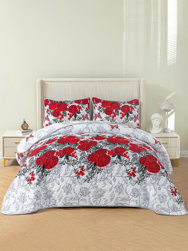 Floral Pattern Quilted Bedspread Set | SHEIN USA