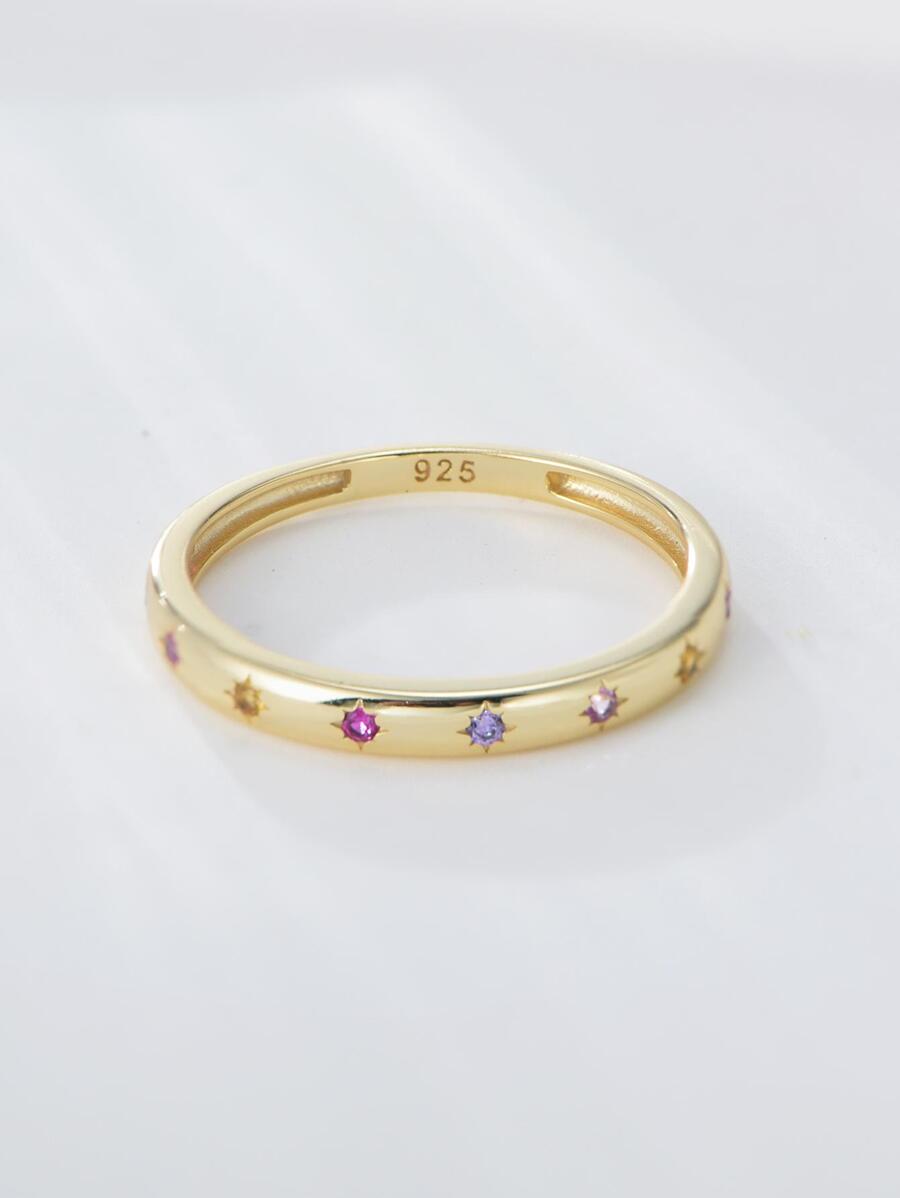 Cubic Zirconia Decor Sterling Silver Ring | SHEIN USA