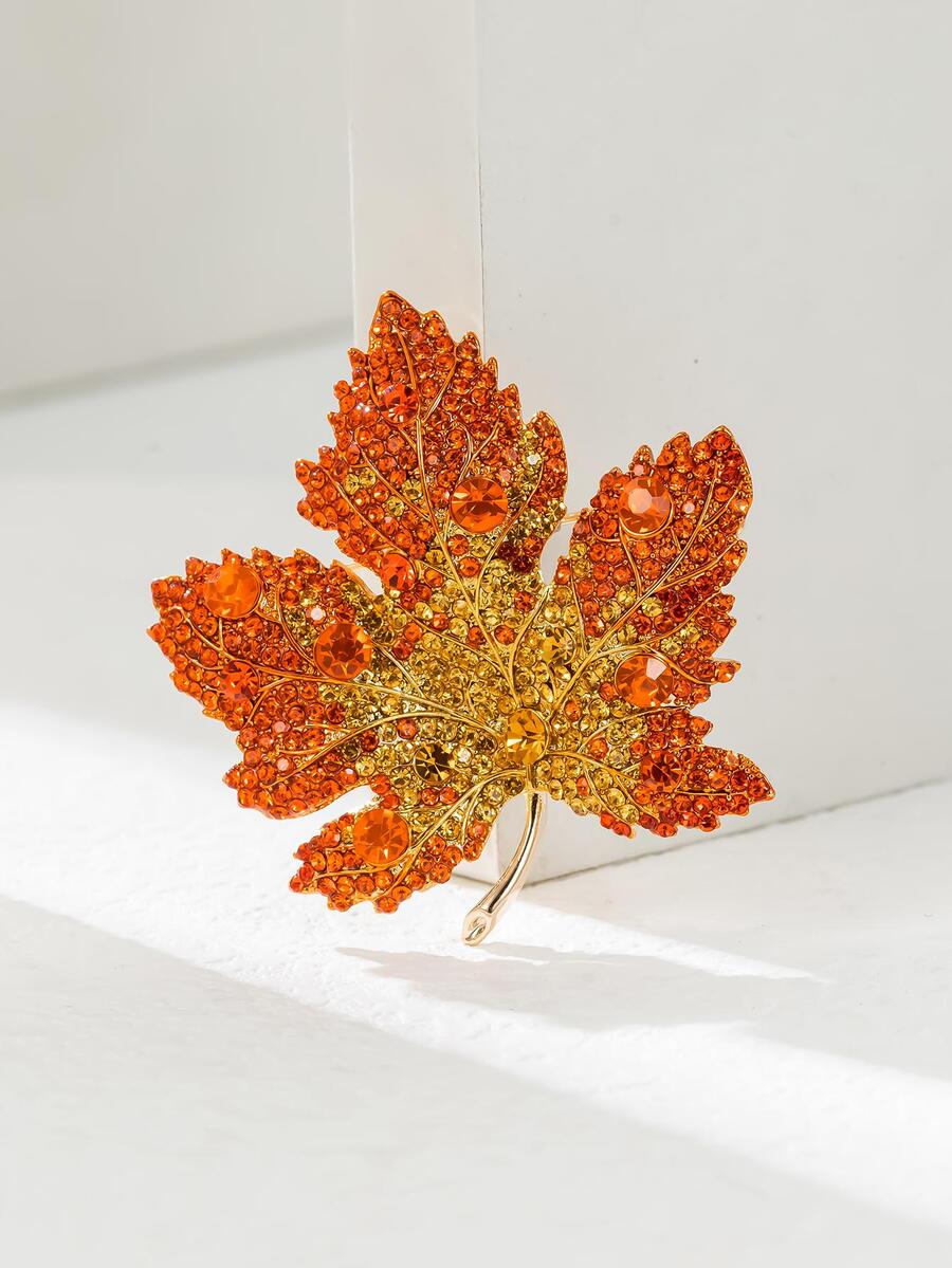 Rhinestone Maple Leaf Design Brooch | SHEIN USA