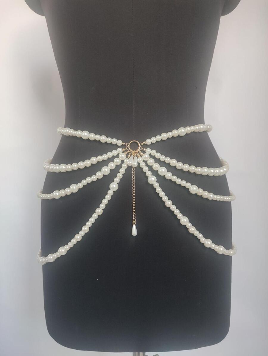 Elegant Vintage Faux Pearl Beaded Waist Chain Dress Belt | SHEIN USA
