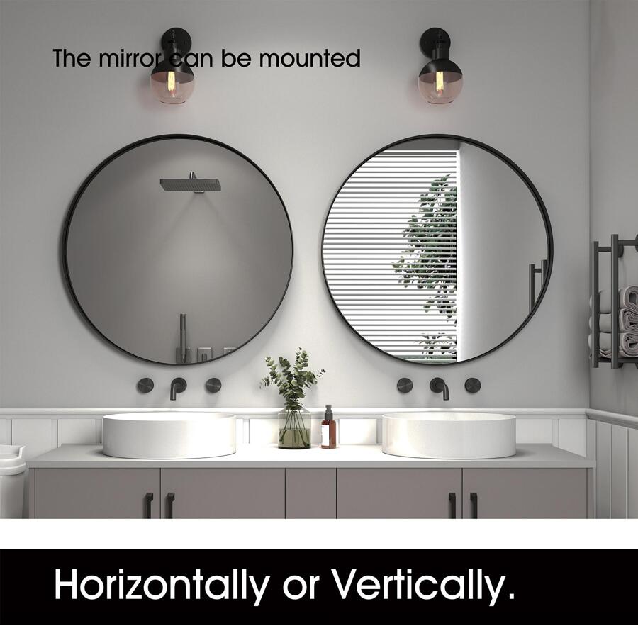 Matte Black Round Bathroom Mirror 30inch, Circle Framed Vanity Mirror ...