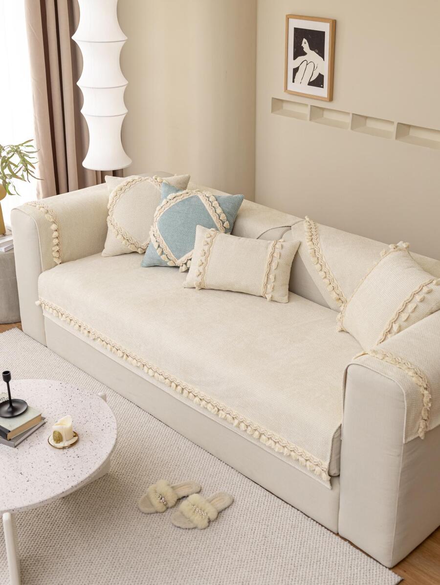 1pc Universal Four Seasons Fringed Sofa Cushion, Modern Minimalist ...