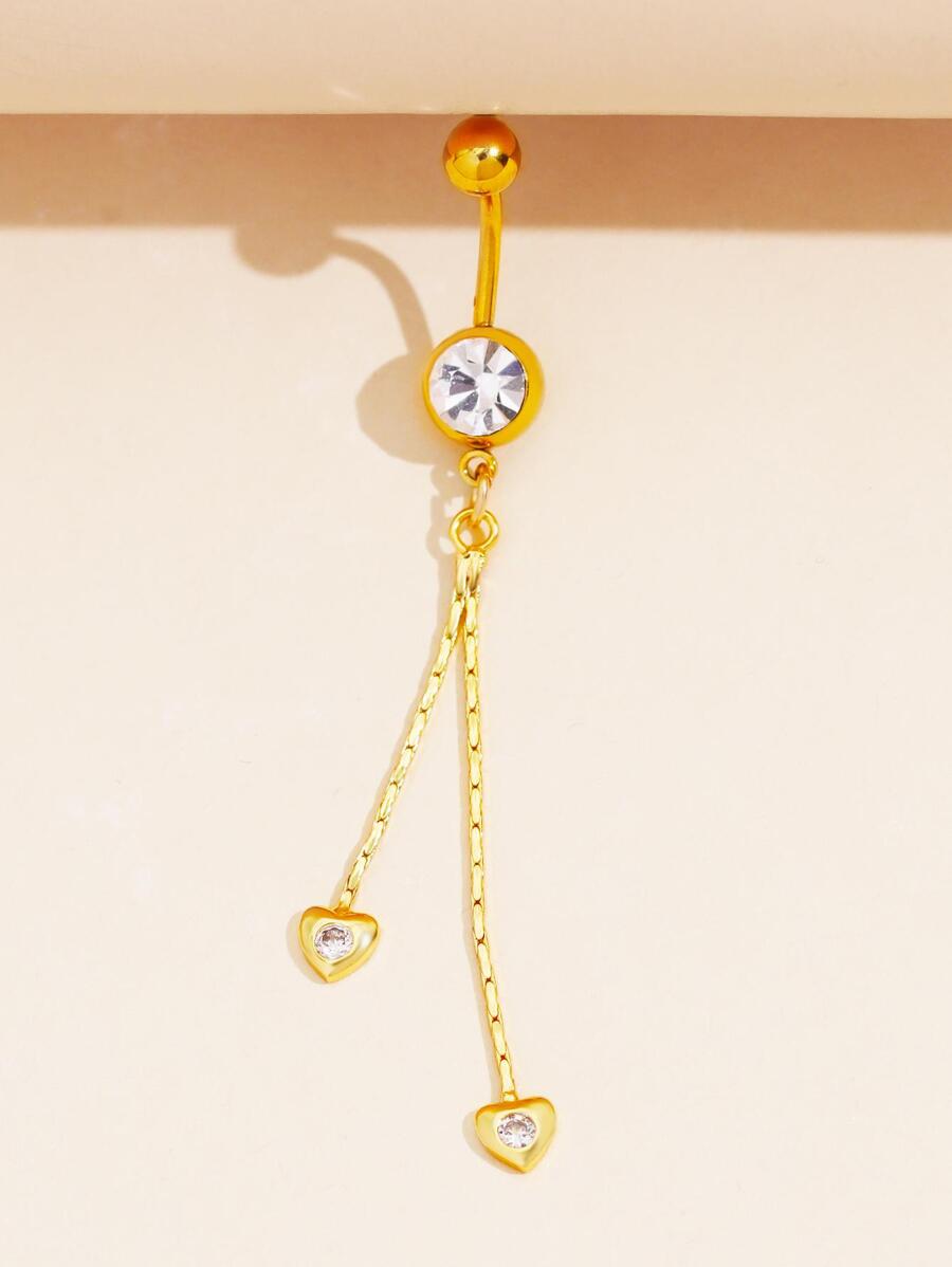 Rhinestone Decor Heart Decor Navel Belly Ring | SHEIN USA