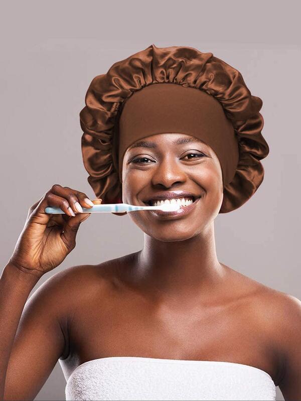 Satin Bonnet Hair Bonnet Jumbo Size For Sleeping Satin Bonnet Stretchy ...