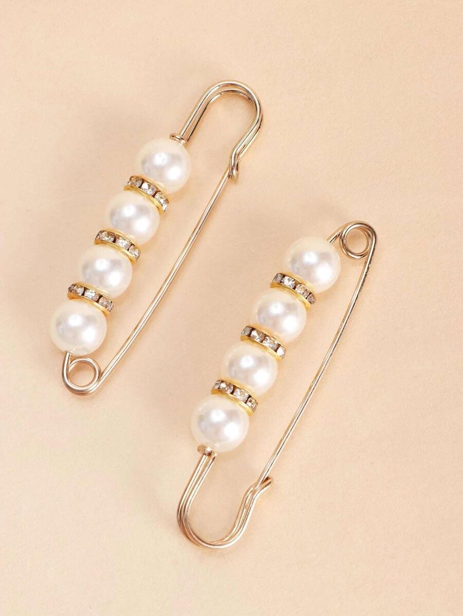 2pcs Faux Pearl Decor Safety Pin Design Waist Pin | SHEIN USA