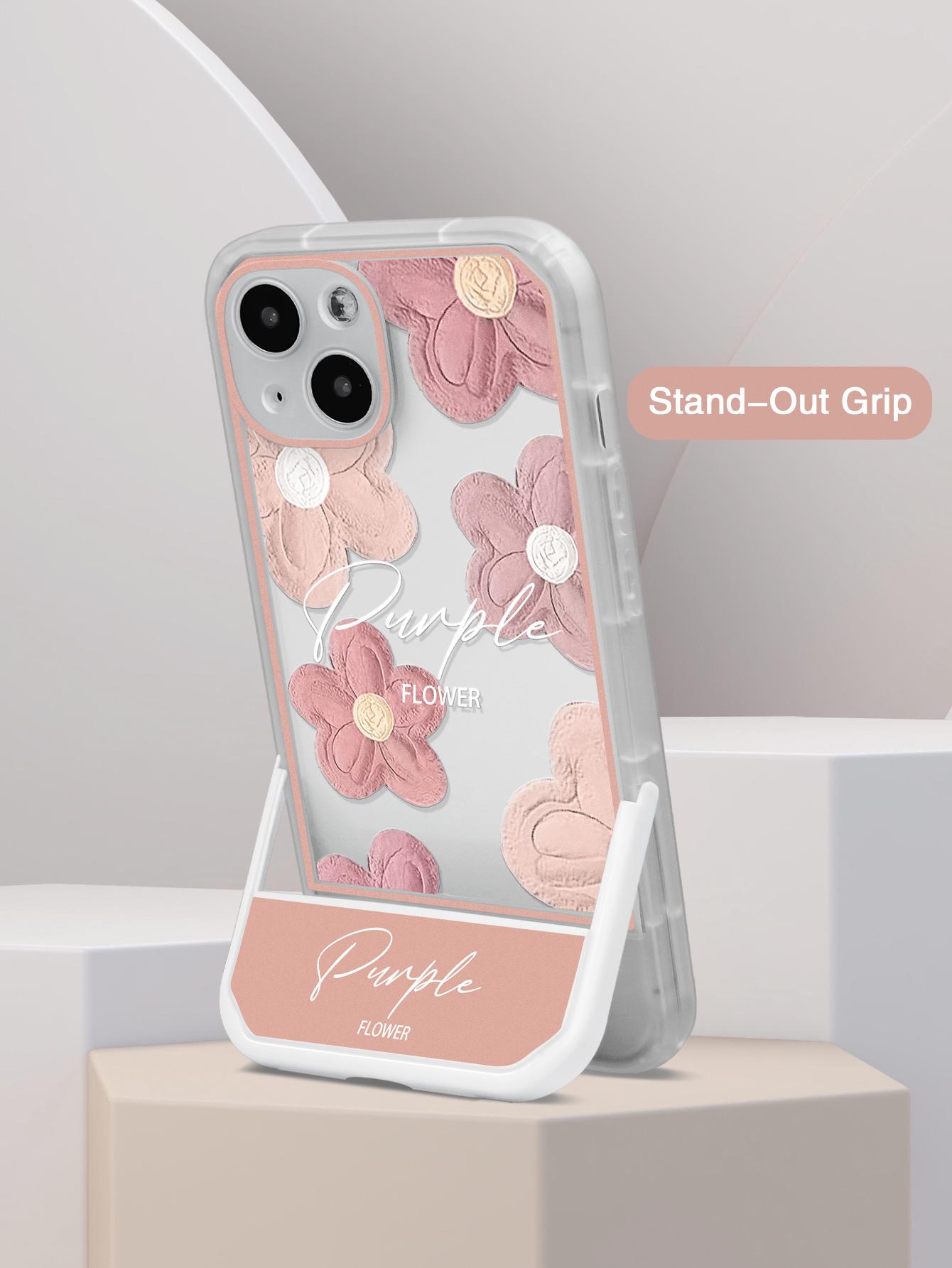 Flower Pattern Phone Case With Holder