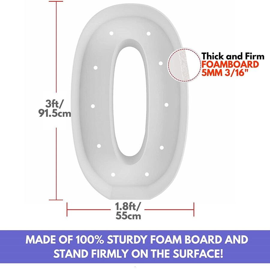 3FT Marquee Light Up Numbers Pre-Cut Frame Giant Marquee Numbers 0 ...