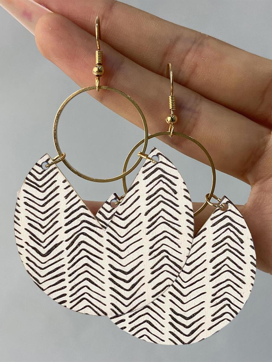 1pair Geometric Pattern Round Drop Earrings | SHEIN USA