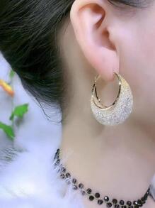 Luxurious Mesh Crystal Hoop Earrings For Women, Fashionable Ear Clip ...