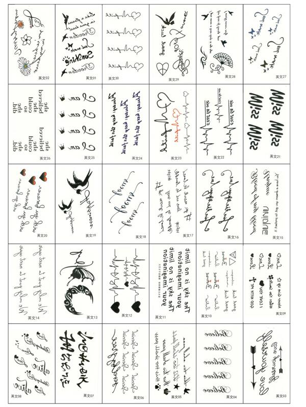 30pcs/lot Ins Style Fresh English Letter & Chinese Character Temporary ...