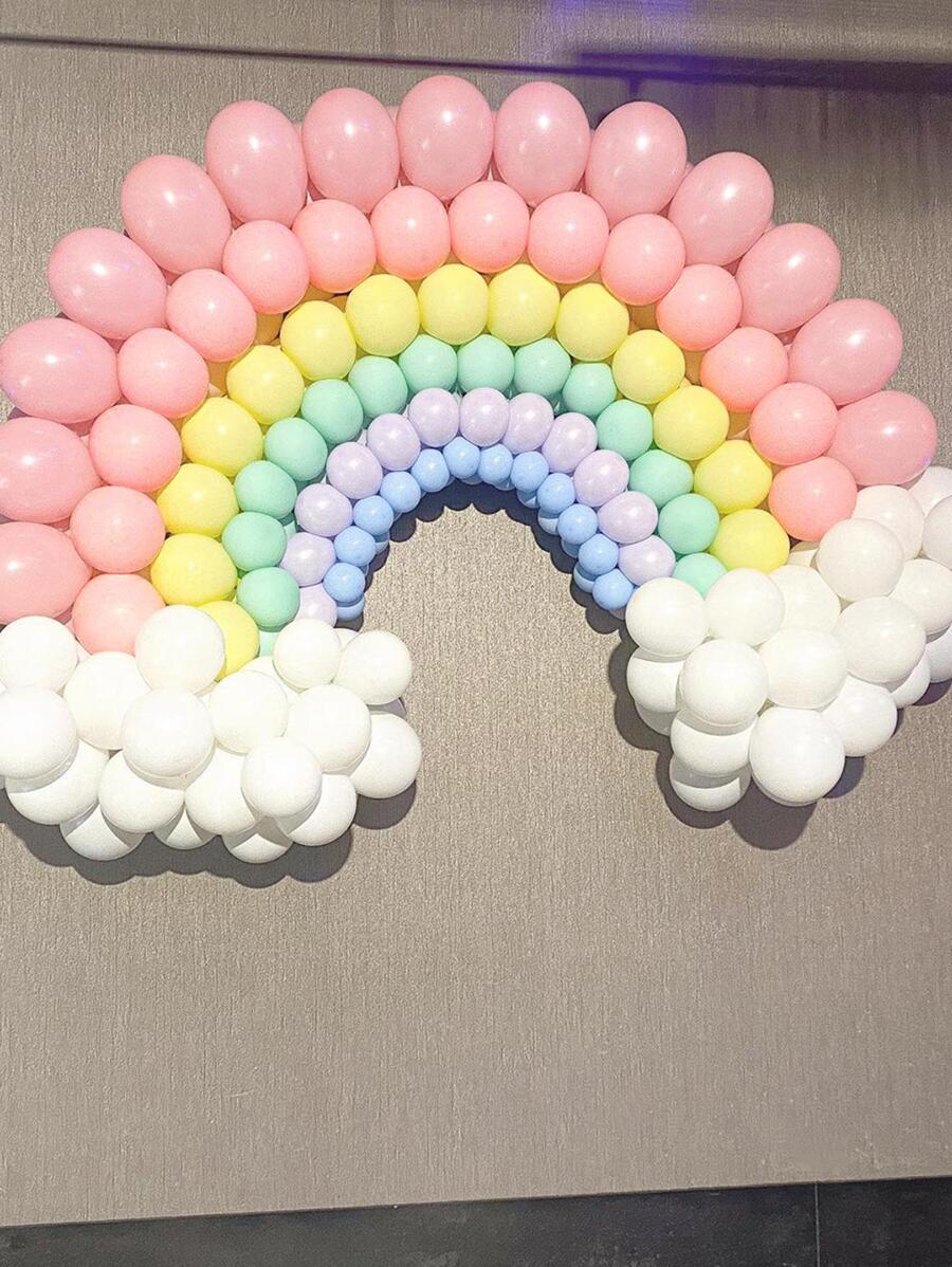 137pcs Rainbow Balloon Glue Chain, Baby 1st Birthday Party Background ...