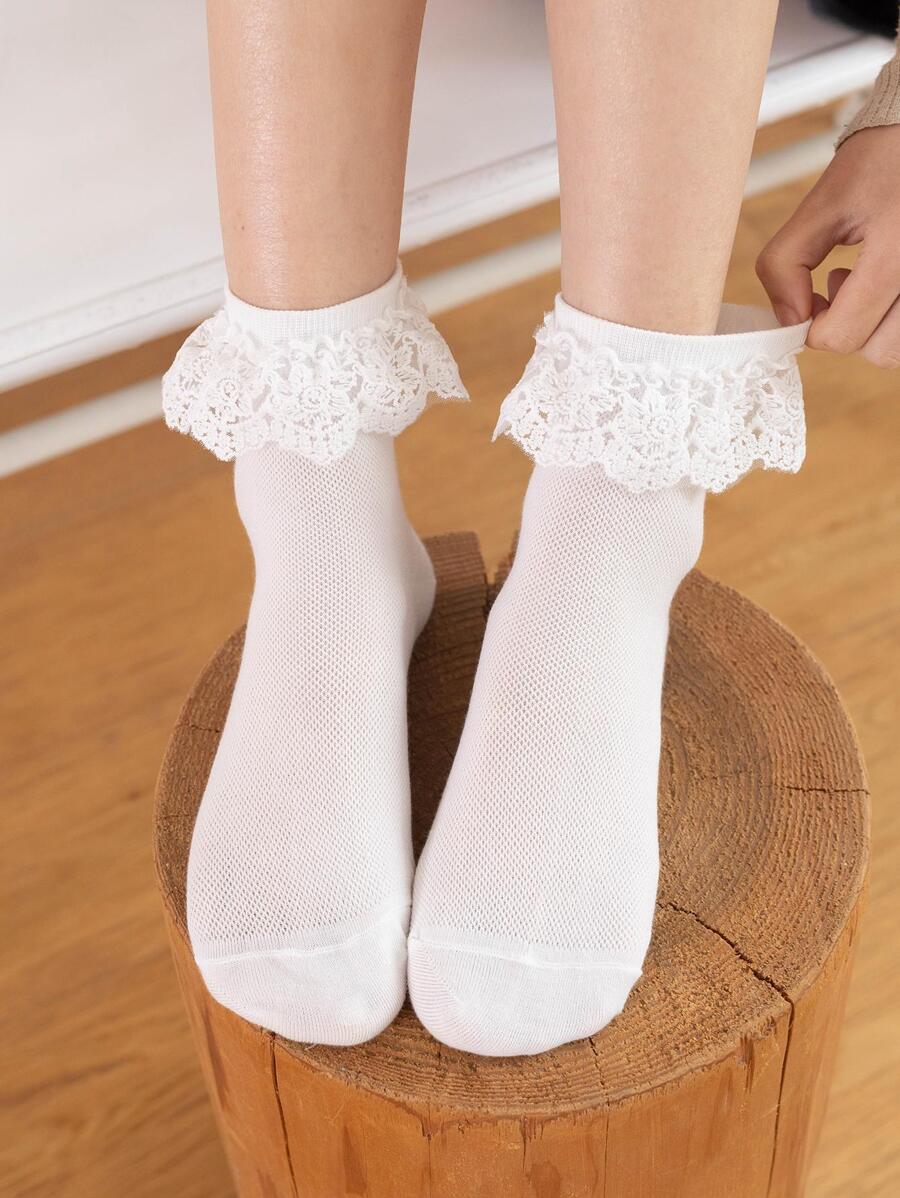 Ruffle Trim Crew Socks | SHEIN USA