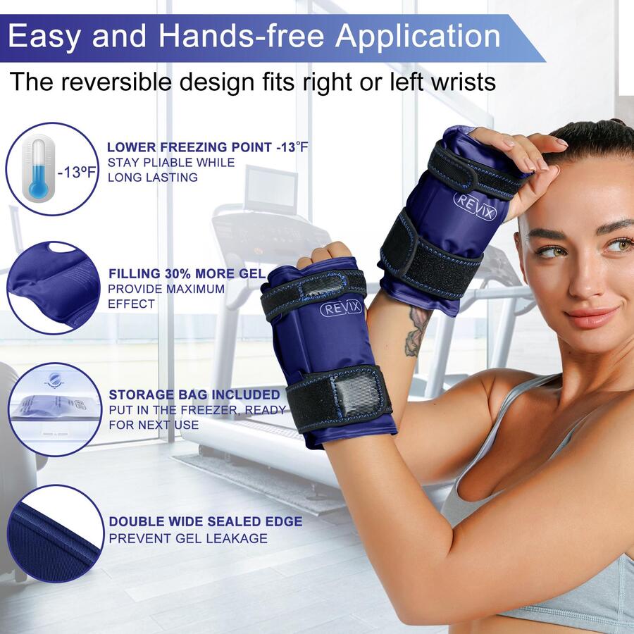 REVIX Wrist Ice Pack Wraps for Carpal Tunnel Relief (2-Piece Set ...