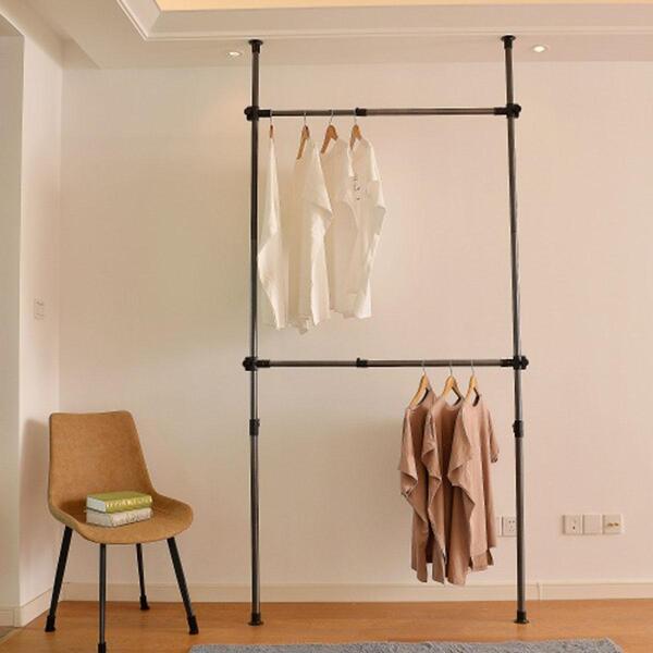 Adjustable 2 Tier Clothing Rack, Freestanding Double Rod Clothing Rack ...