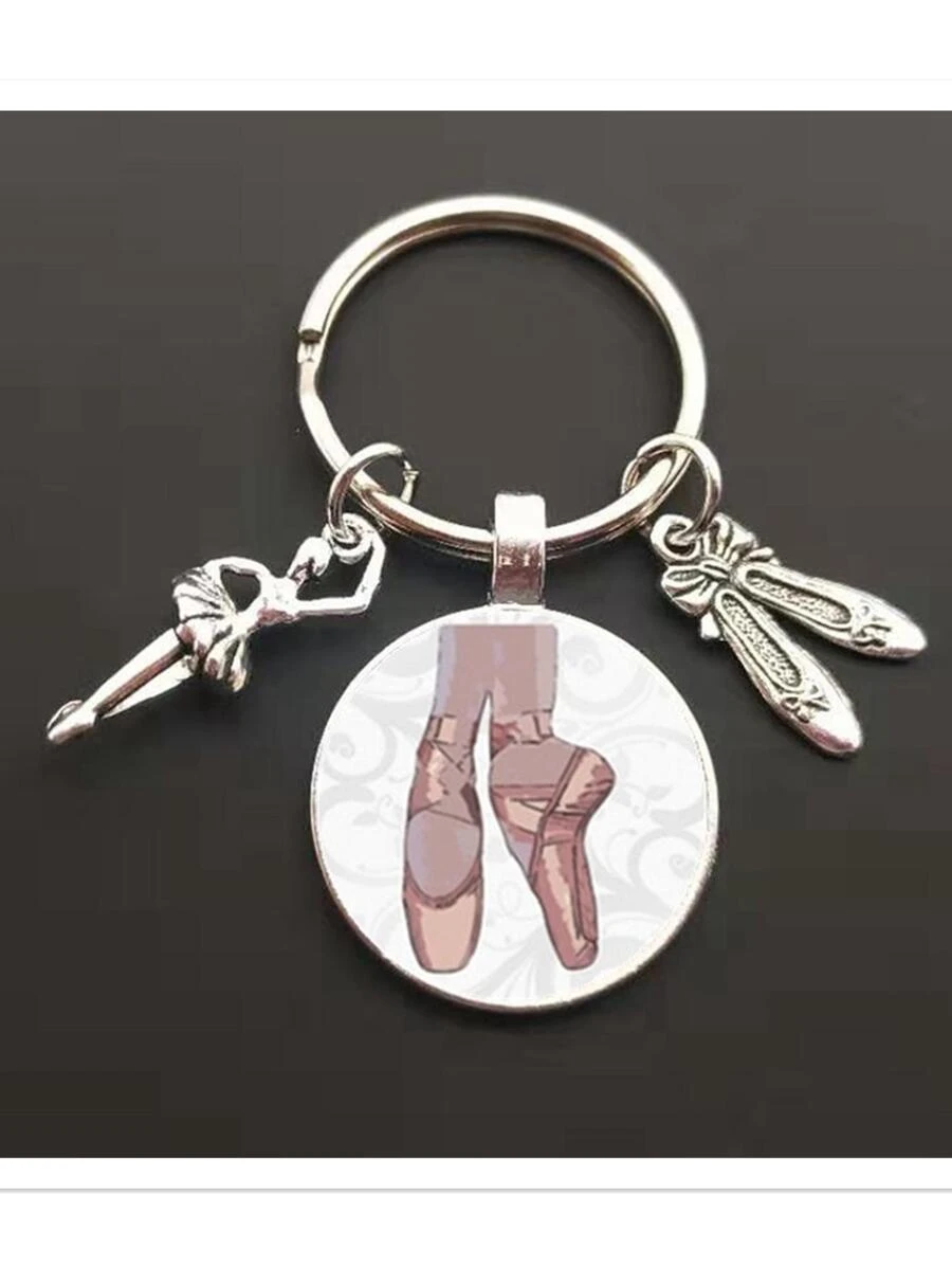 1pc Ladies' Ballet Girl Keychain With Time Gemstone Glass Pendant And ...