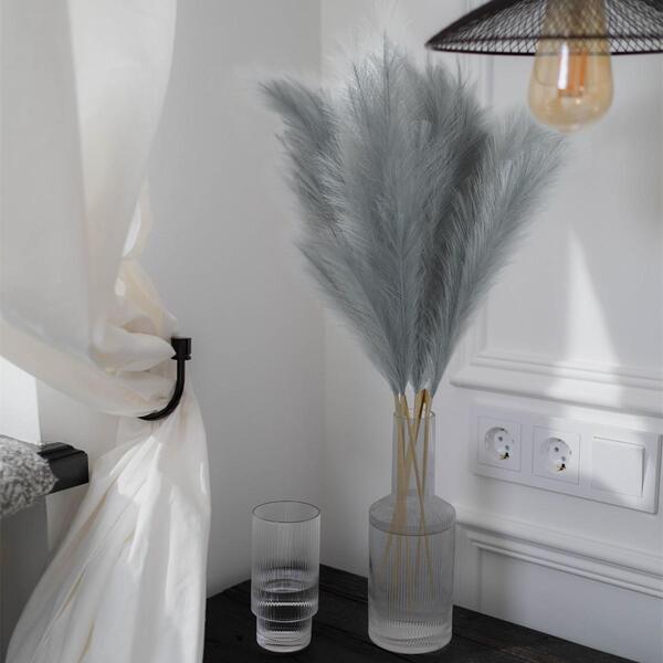 Faux Pampas Grass, Pack of 4 Stems Large 43''/110CM Tall Artificial ...