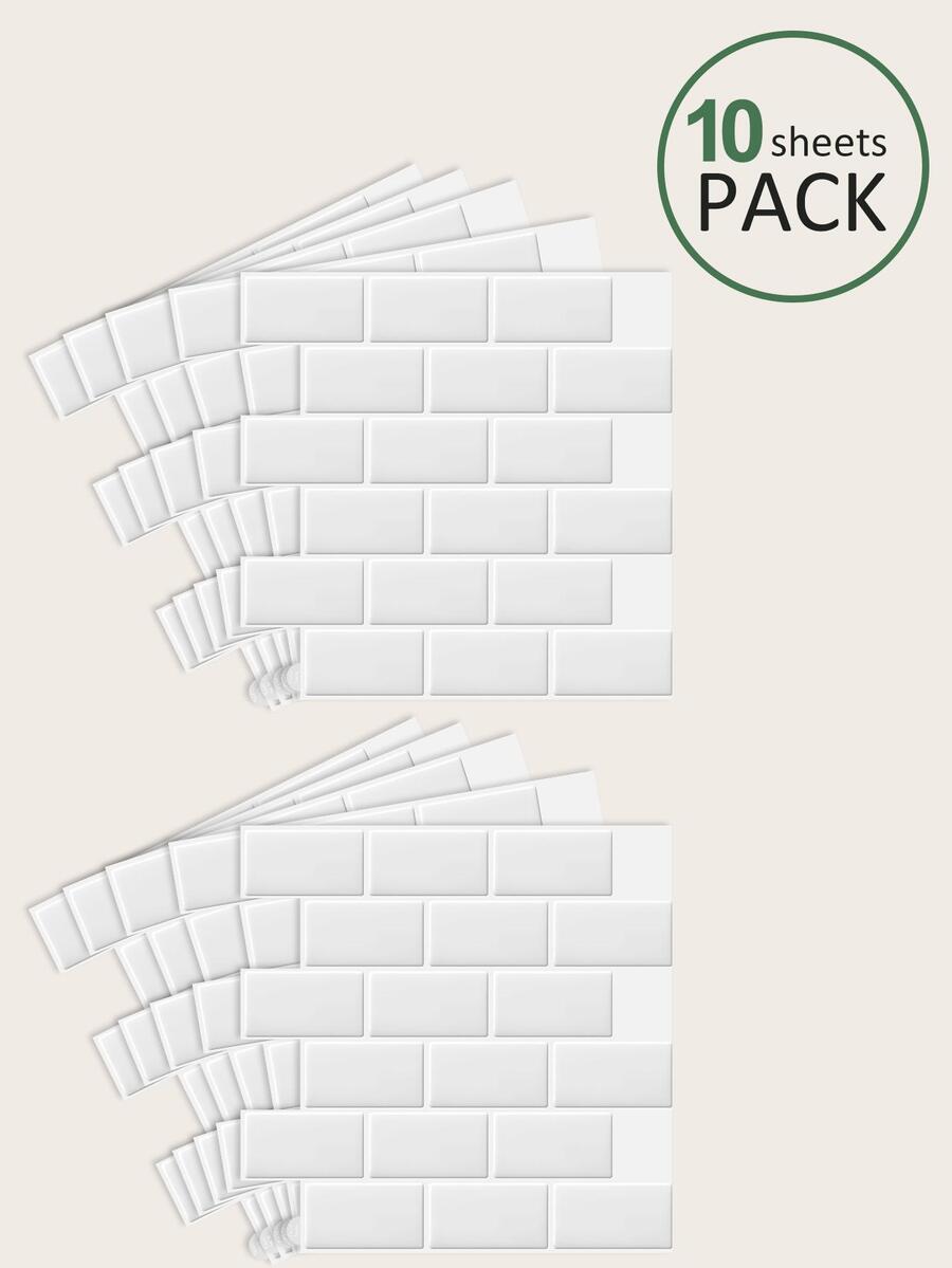 10 pieces waterproof and easy DIY Peel and stick big brick wall tiles ...