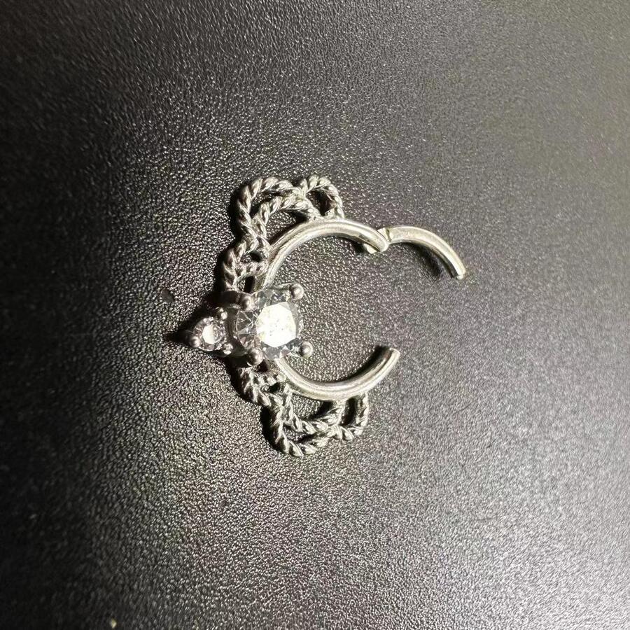 316 Stainless Steel Casting Style Nose Ring With Cubic Zirconia Inlay ...