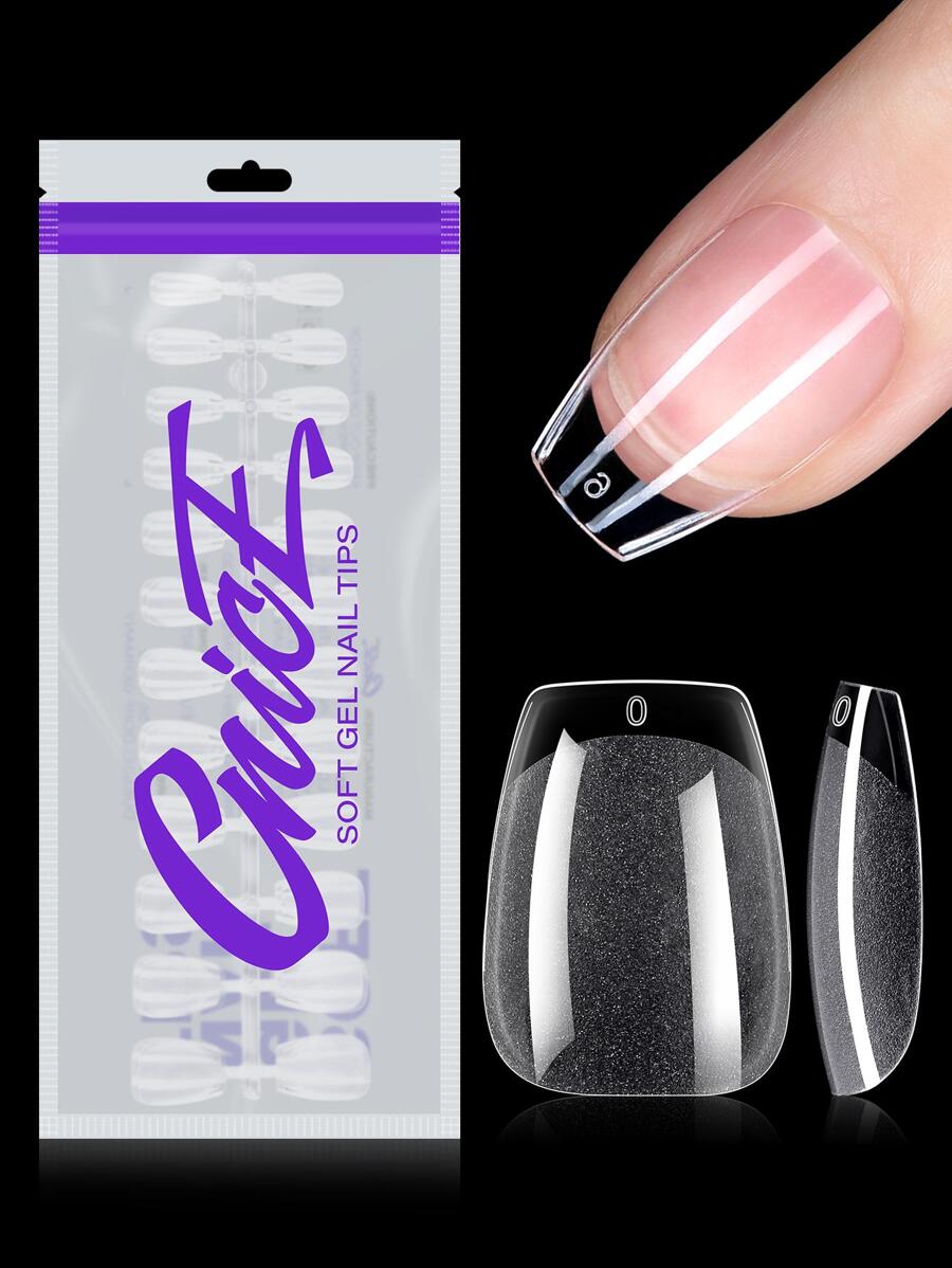 192pcs Short Coffin Fake Nail Tips, 12 Sizes Inner Semi Frosted Acrylic ...