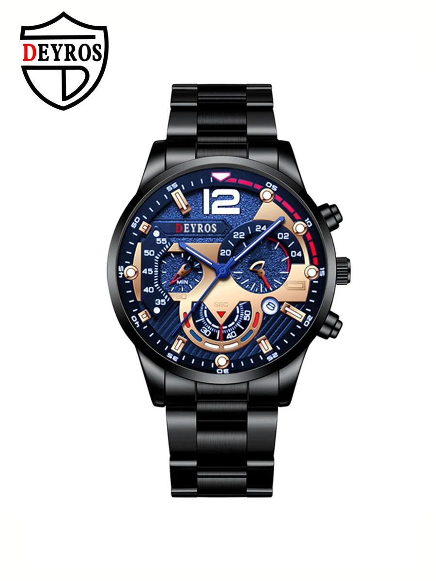 DEYROS 1pc Fashion Men's Watches DEYROS Luxury Stainless Steel Quartz ...
