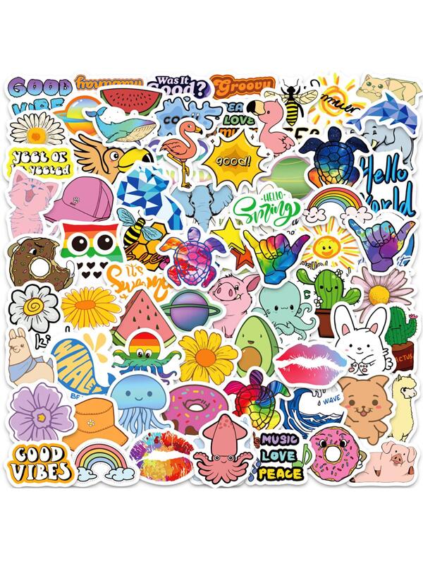 100PCS Stickers for Water Bottles Kids Teens, Cute Aesthetic Vinyl ...