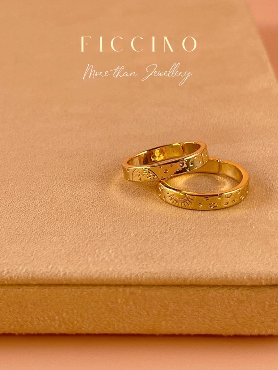 FICCINO Ficcino Sun And Moon Couple Rings With Adjustable Size ...