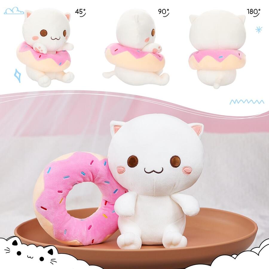 AIXINI Donut Cat Plush Kitty Doughnut Stuffed Animal, Soft Cute Kawaii ...