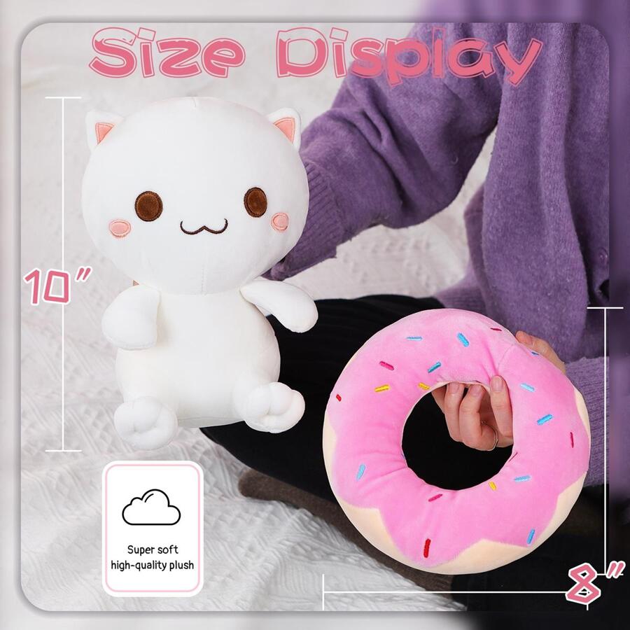 AIXINI Donut Cat Plush Kitty Doughnut Stuffed Animal, Soft Cute Kawaii ...