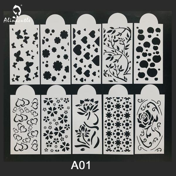 10pcs Slimline Stencils Painting Templates for Scrapbook Cake Tile ...