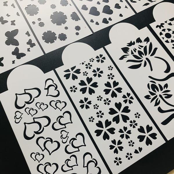 10pcs Slimline Stencils Painting Templates for Scrapbook Cake Tile ...